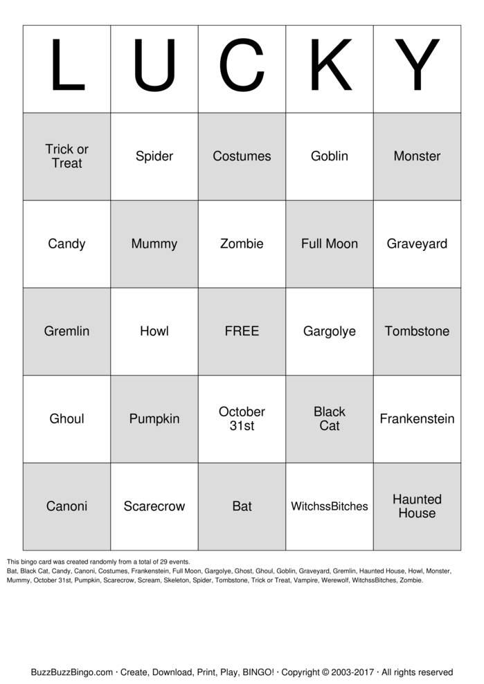 LUCKY Bingo Cards To Download Print And Customize LUCKY Bingo Cards To Download Print And Customize