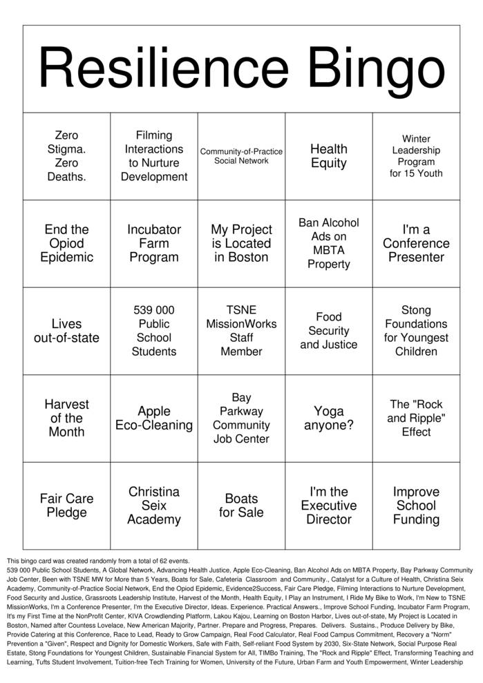 Resilience Bingo Cards To Download Print And Customize Resilience Bingo Cards To Download Print And Customize