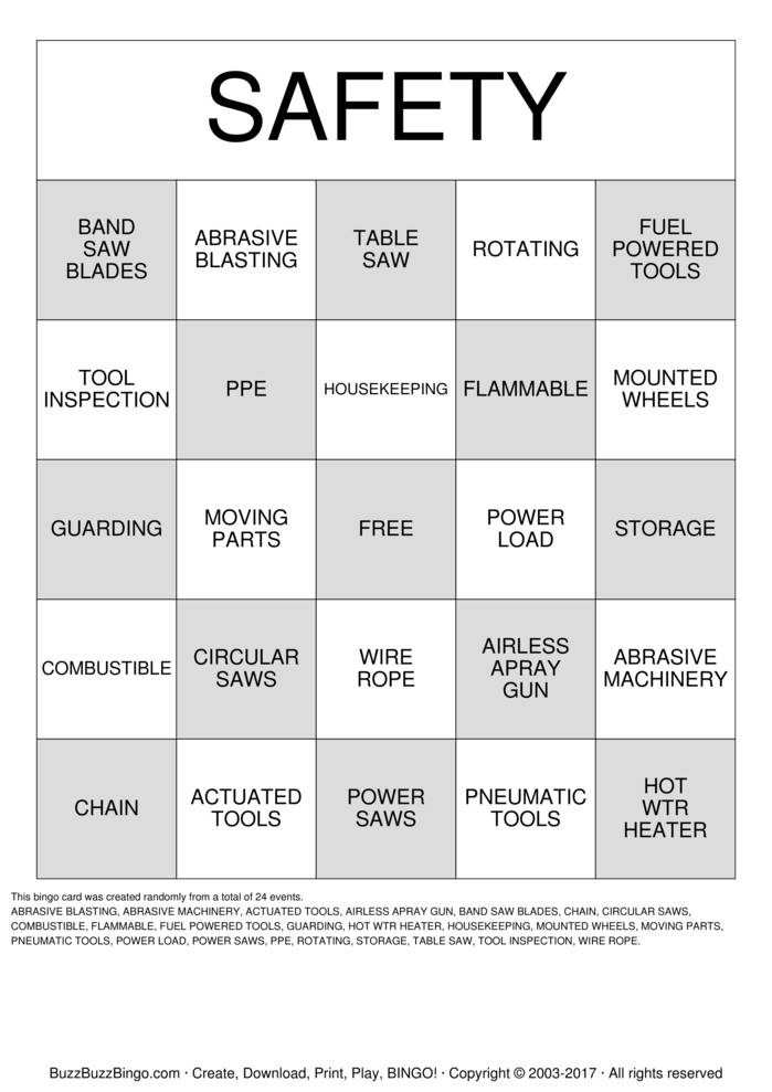 SAFETY Bingo Cards To Download Print And Customize safety-bingo-cards-to-download-print-and-customize