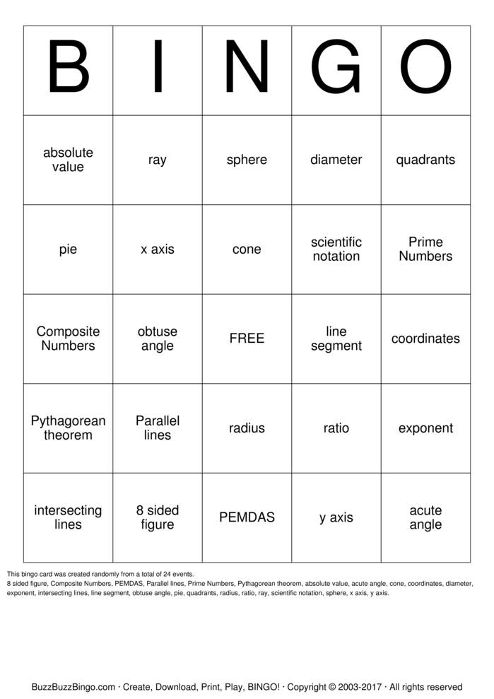 8th Grade Math Bingo Cards To Download Print And Customize 8th Grade Math Bingo Cards To Download Print And Customize