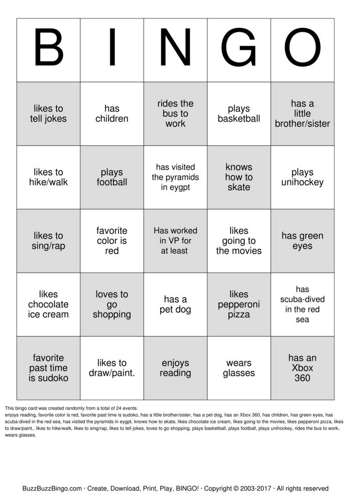 HUMAN BINGO Bingo Cards To Download Print And Customize HUMAN BINGO Bingo Cards To Download Print And Customize