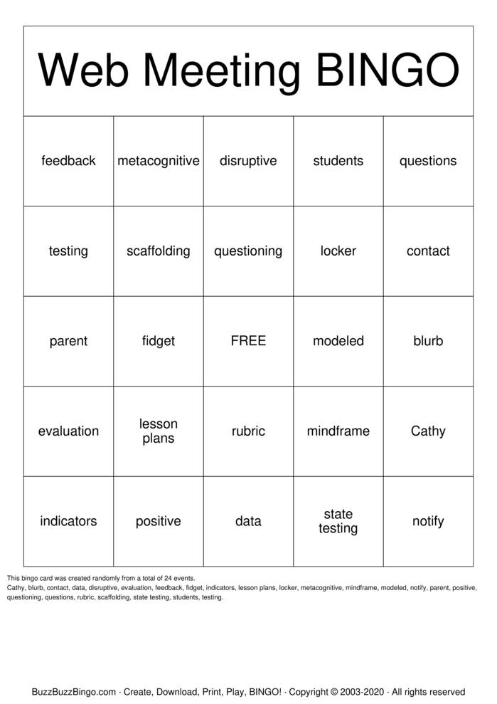 Academic Vocabulary Bingo Cards to Download, Print and Customize!