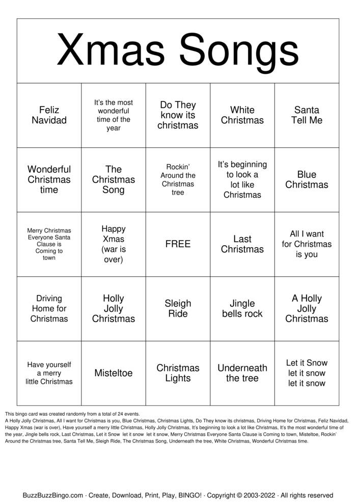 Christmas Music Bingo Cards to Download, Print and Customize!