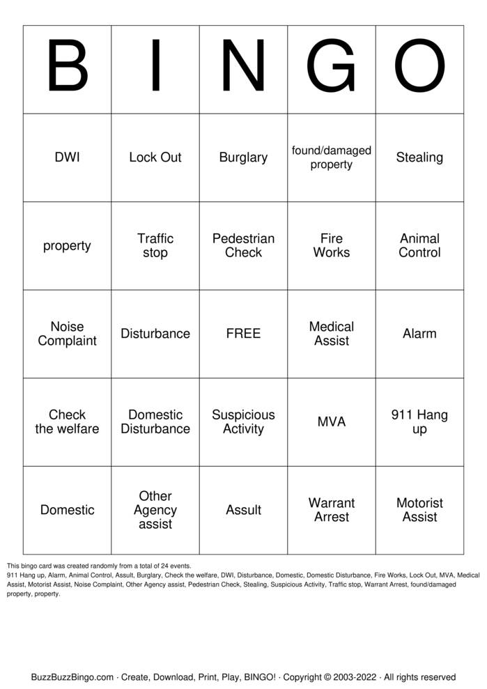 Dispatch Bingo! Bingo Cards to Download, Print and Customize!