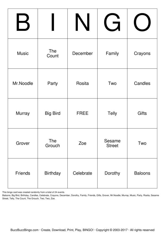 Elmo Bingo Bingo Cards to Download, Print and Customize!