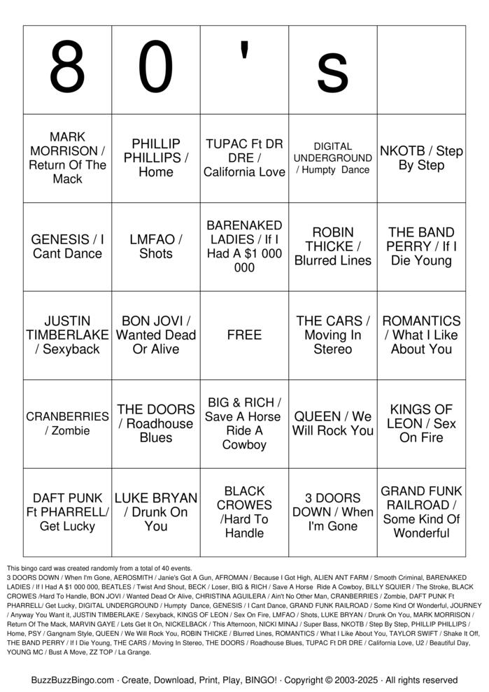 MUSIC BINGO#3 Bingo Cards to Download, Print and Customize!
