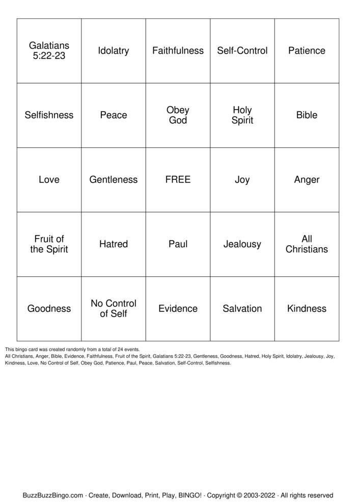 Fruit of the Spirit Bingo Cards to Download, Print and Customize!