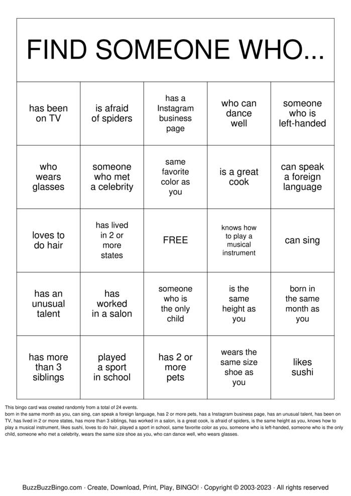 Getting to Know you! Bingo Cards to Download, Print and Customize!