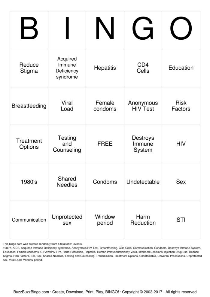 HIV Bingo Cards to Download, Print and Customize!