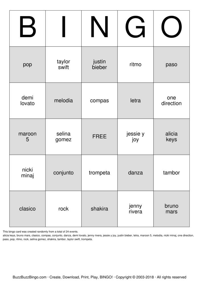 Music Bingo Cards to Download, Print and Customize!