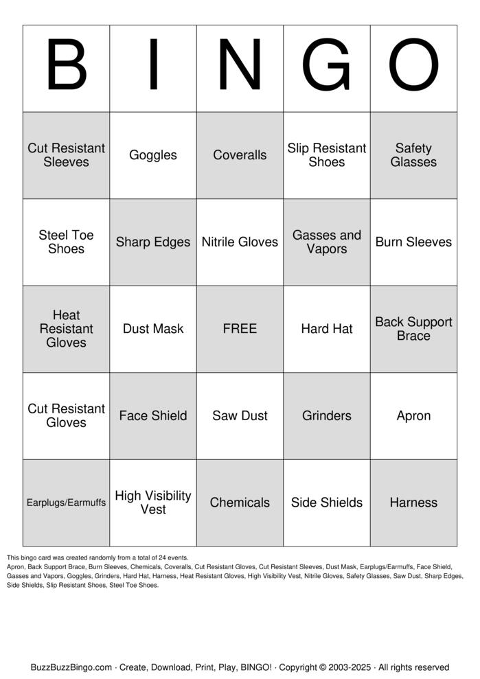 PPE Safety Bingo Bingo Cards to Download, Print and Customize!