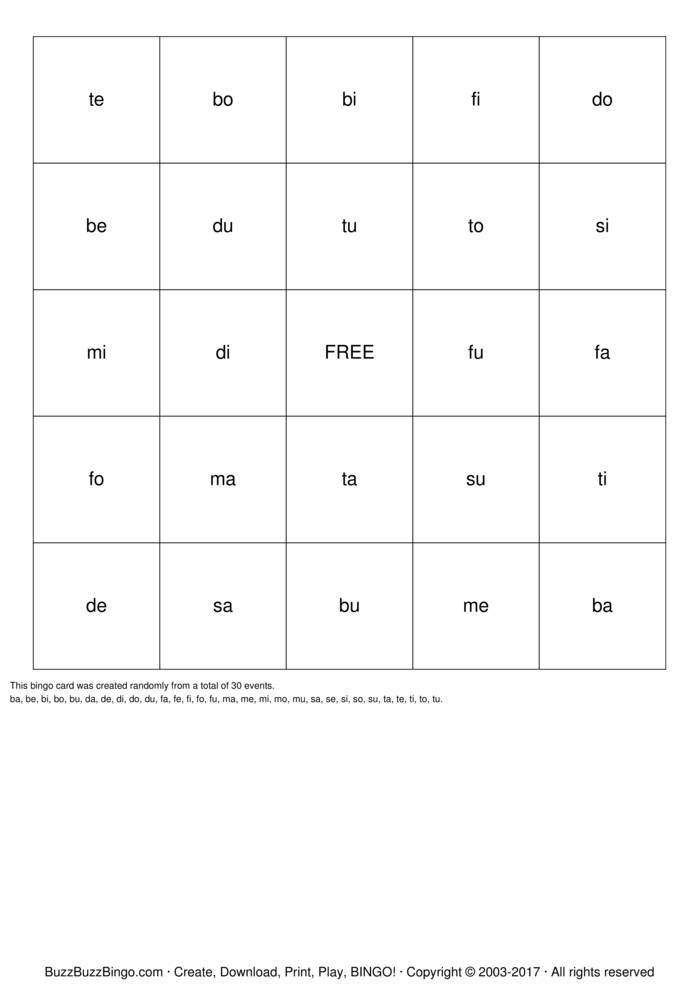 Silabas Bingo Cards to Download, Print and Customize!