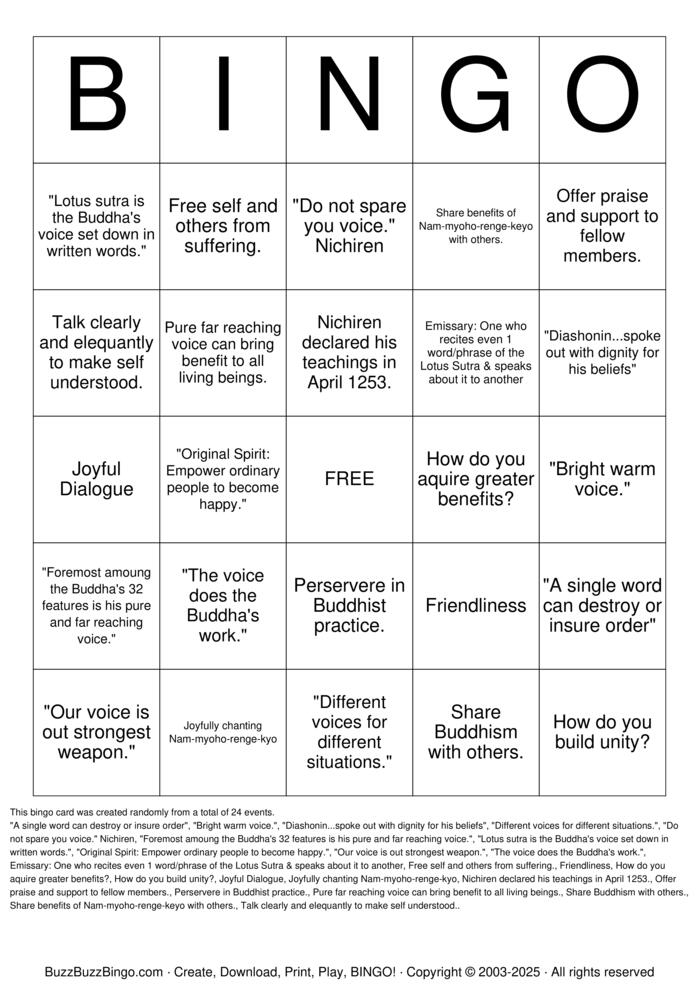 Voice Bingo Cards to Download, Print and Customize!
