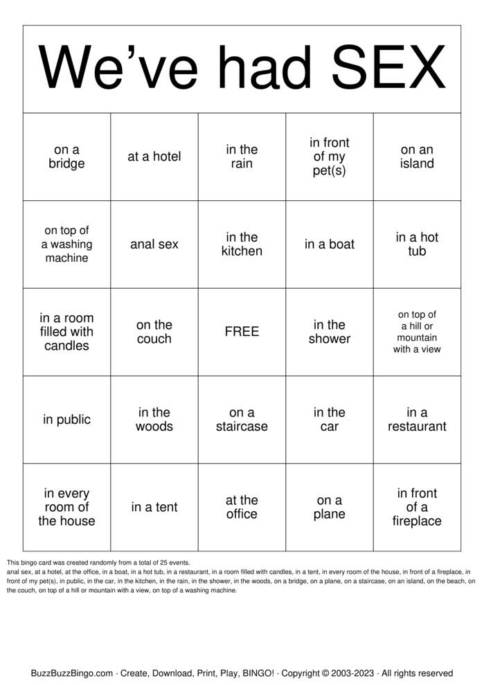 Sex Bingo Bingo Cards To Download Print And Customize