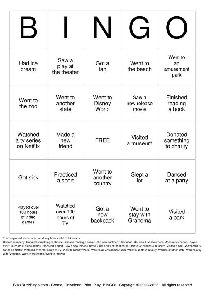 Summer Vacation Bingo Cards to Download, Print and Customize!