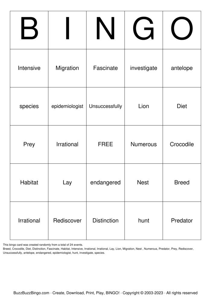 Vocabulary Bingo Cards to Download, Print and Customize!