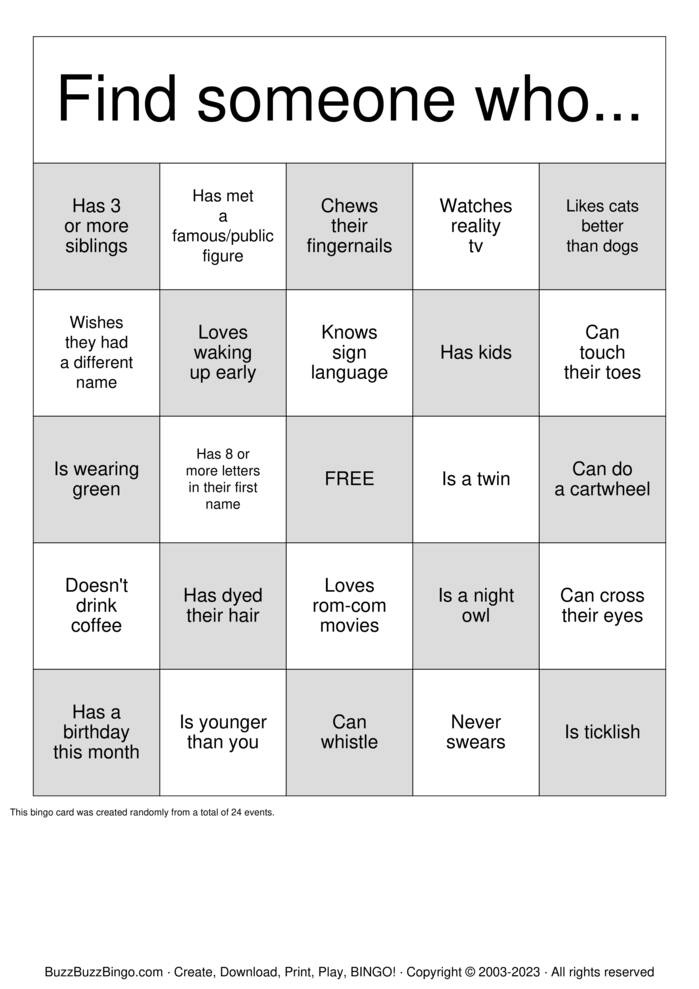 Your Name: Bingo Cards to Download, Print and Customize!