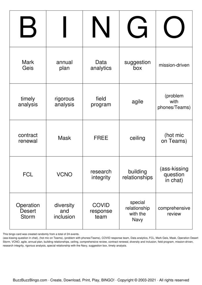 All Hands Meeting Bingo Cards to Download, Print and Customize!
