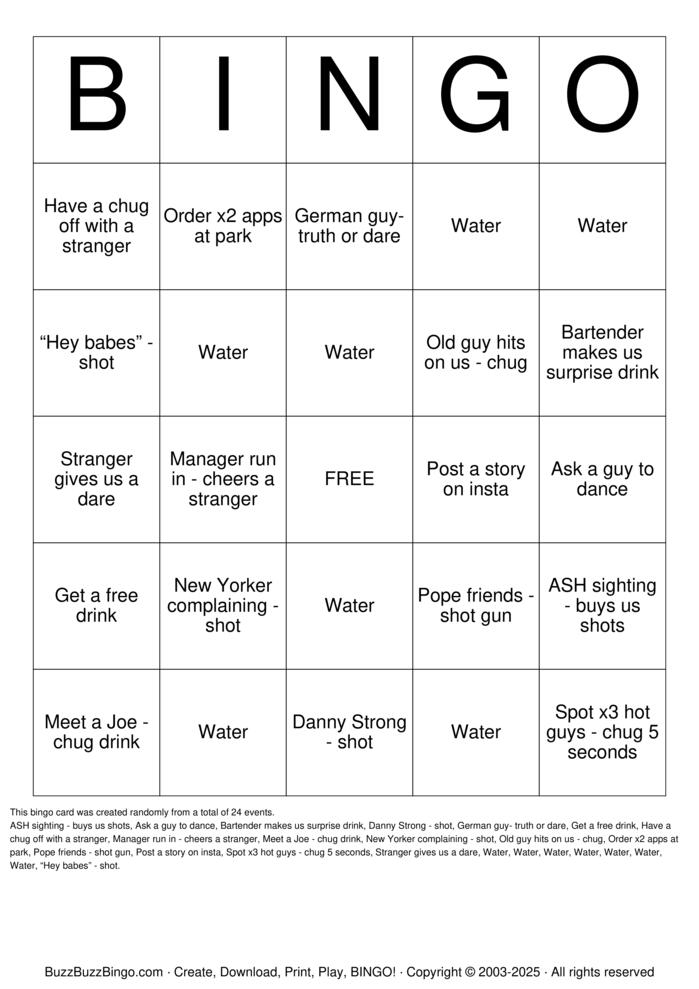 Bar BINGO Bingo Cards to Download, Print and Customize!