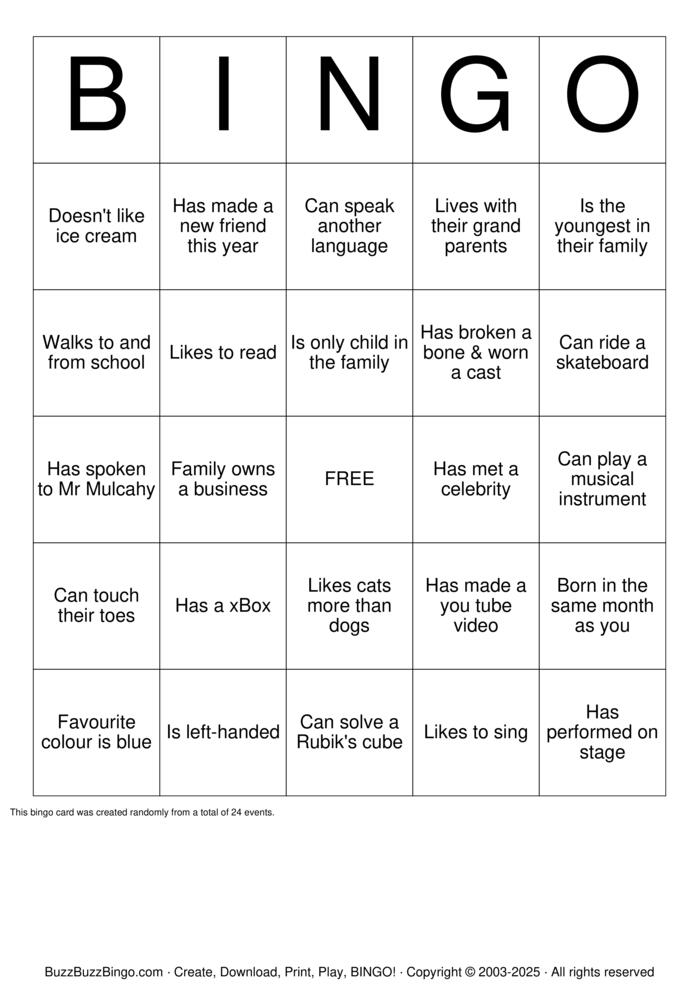 HUMAN BINGO Bingo Cards to Download, Print and Customize!