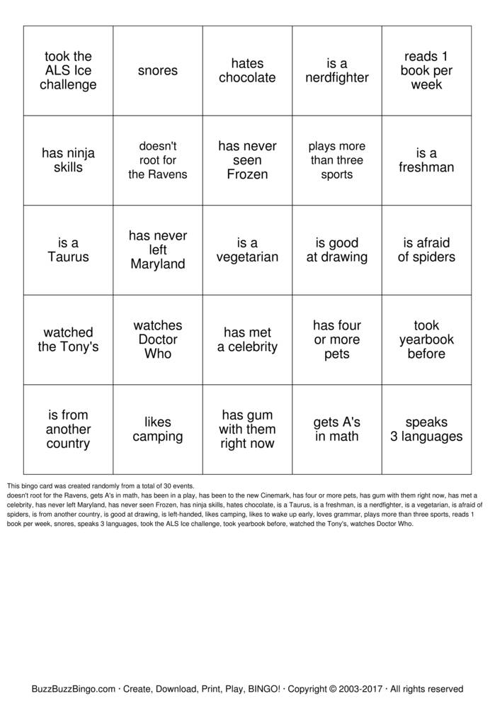 Yearbook Bingo Cards to Download, Print and Customize!