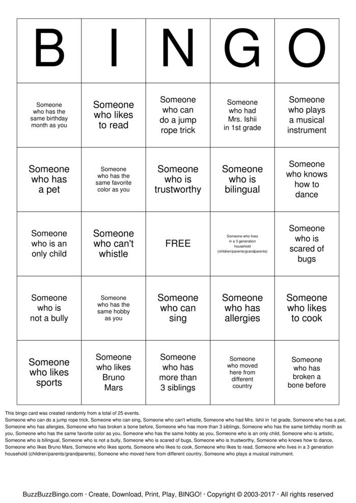 Friendship Bingo Bingo Cards to Download, Print and Customize!