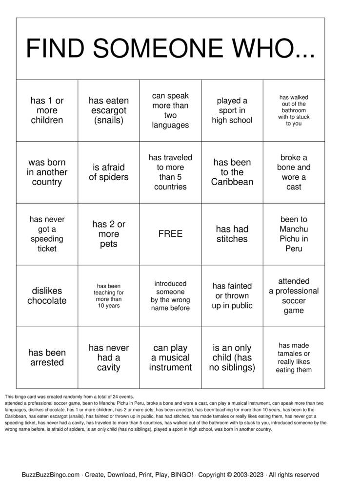 Getting to Know You! Bingo Cards to Download, Print and Customize!