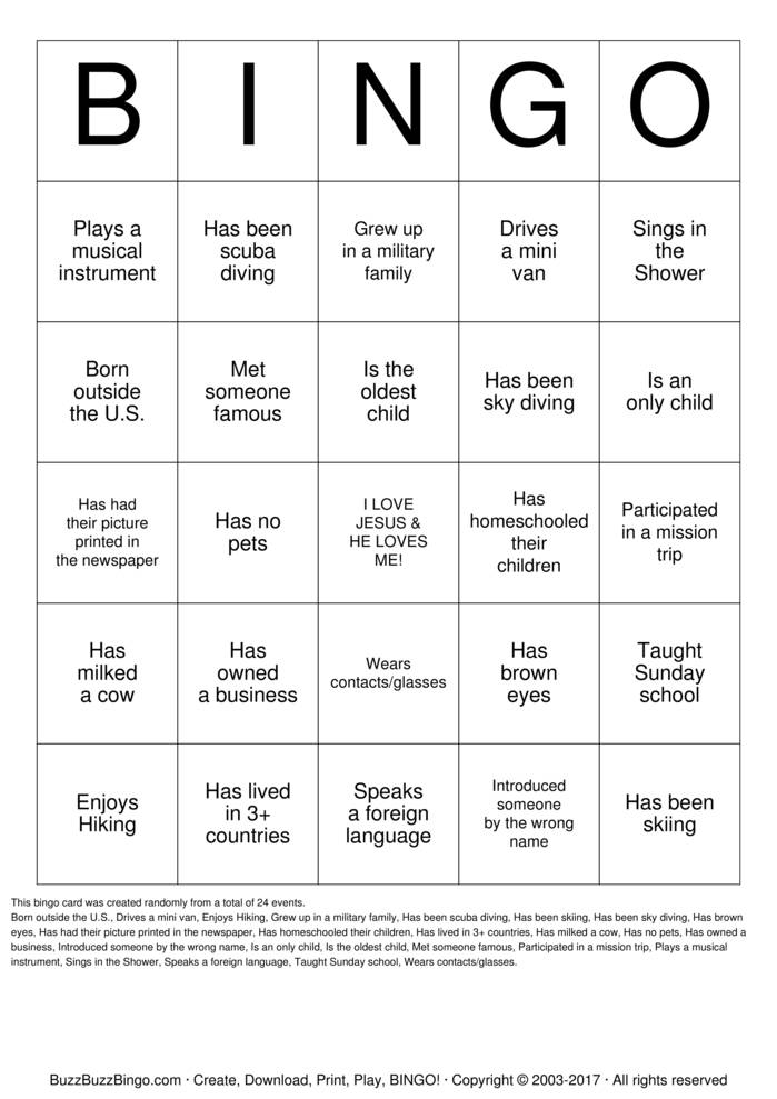 ICEBREAKER BINGO Bingo Cards to Download, Print and Customize!