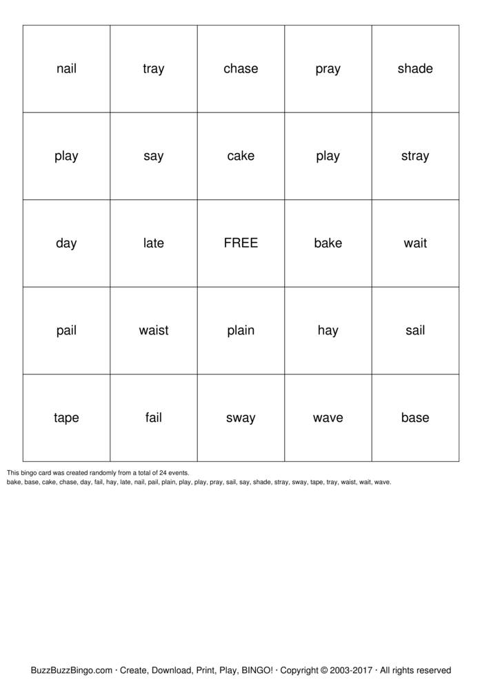 Long Vowel Bingo Bingo Cards to Download, Print and Customize!