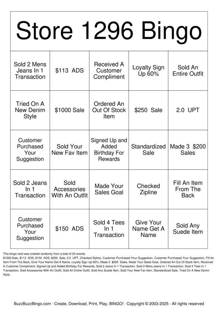 Retail Bingo Cards to Download, Print and Customize!
