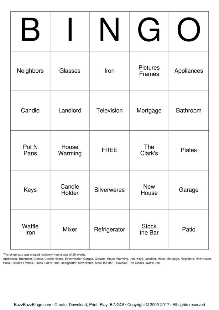 Welcome Home Bingo Cards to Download, Print and Customize!