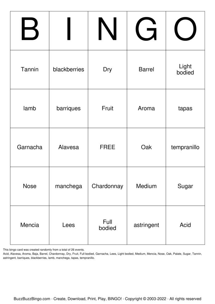 Wine-O Bingo Cards to Download, Print and Customize!