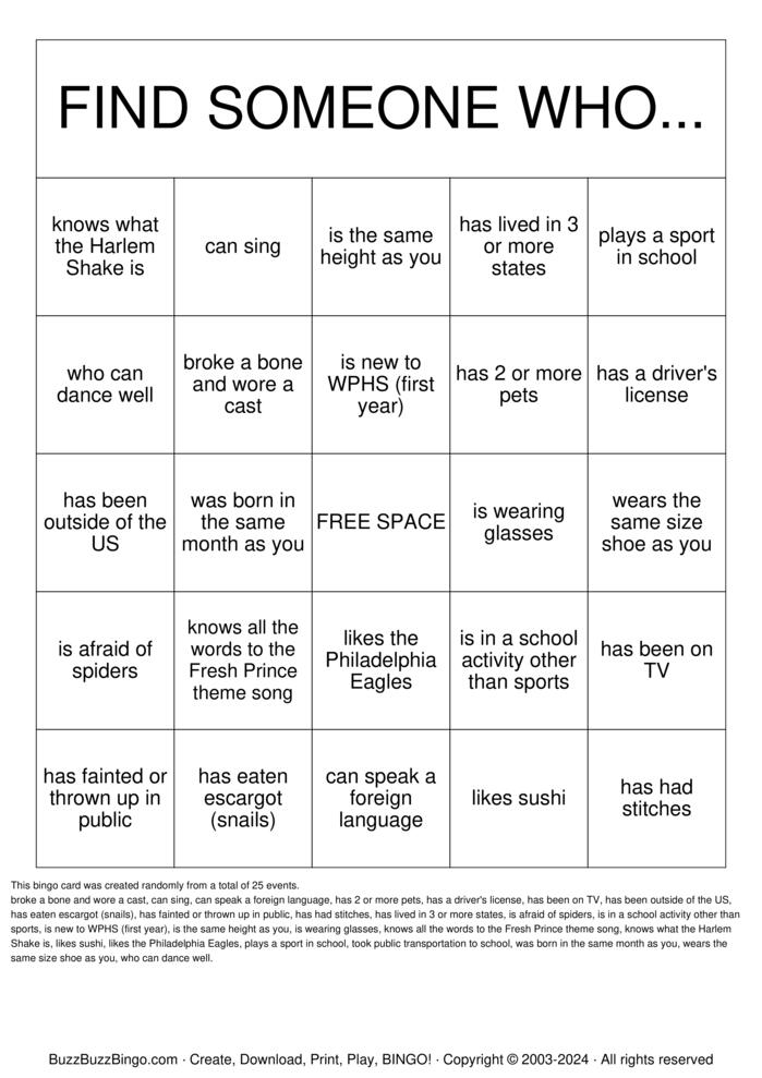 Getting to Know you! Bingo Cards to Download, Print and Customize!