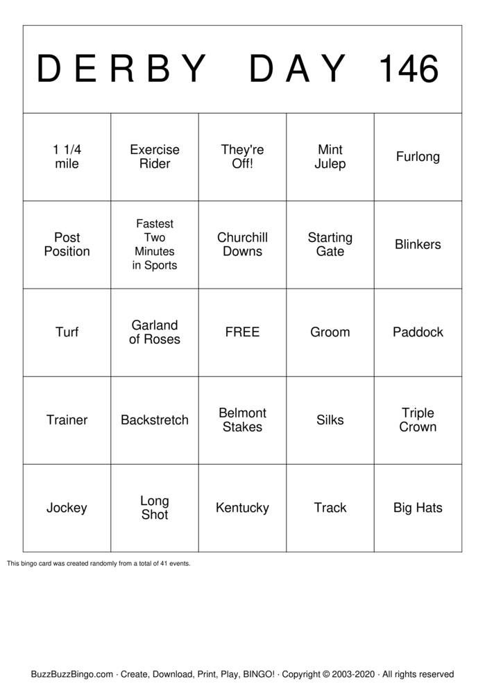 Kentucky Derby Bingo Cards to Download, Print and Customize!