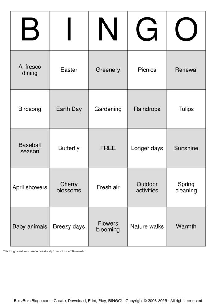 Spring Bingo Cards to Download, Print and Customize!