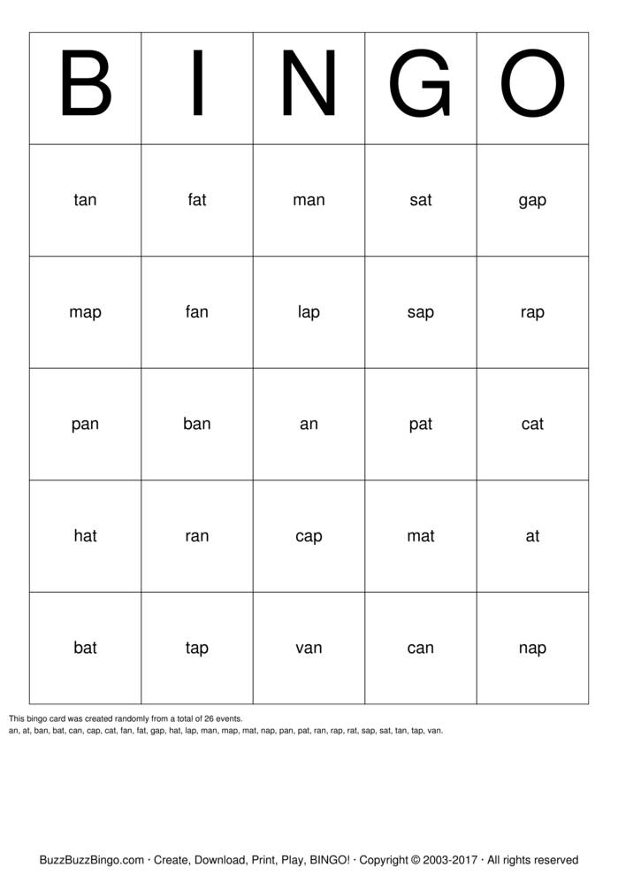Word Sort Bingo Cards to Download, Print and Customize!
