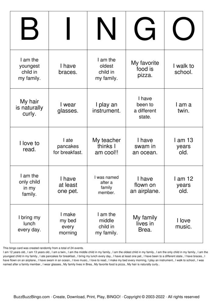 Classmate Bingo Bingo Cards to Download, Print and Customize!