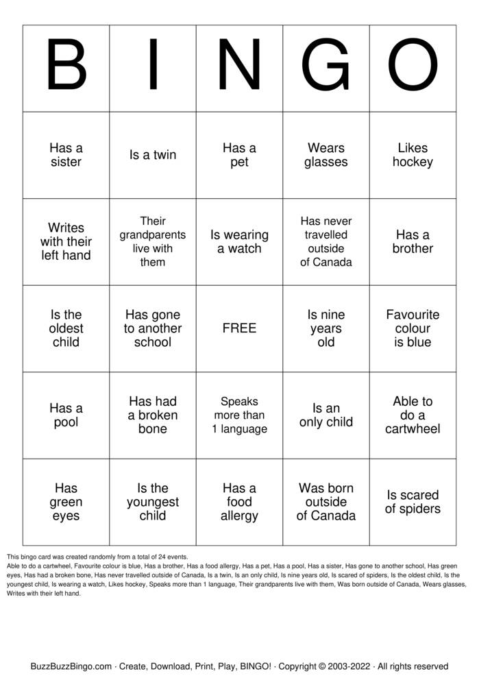 Classmate Bingo Bingo Cards to Download, Print and Customize!