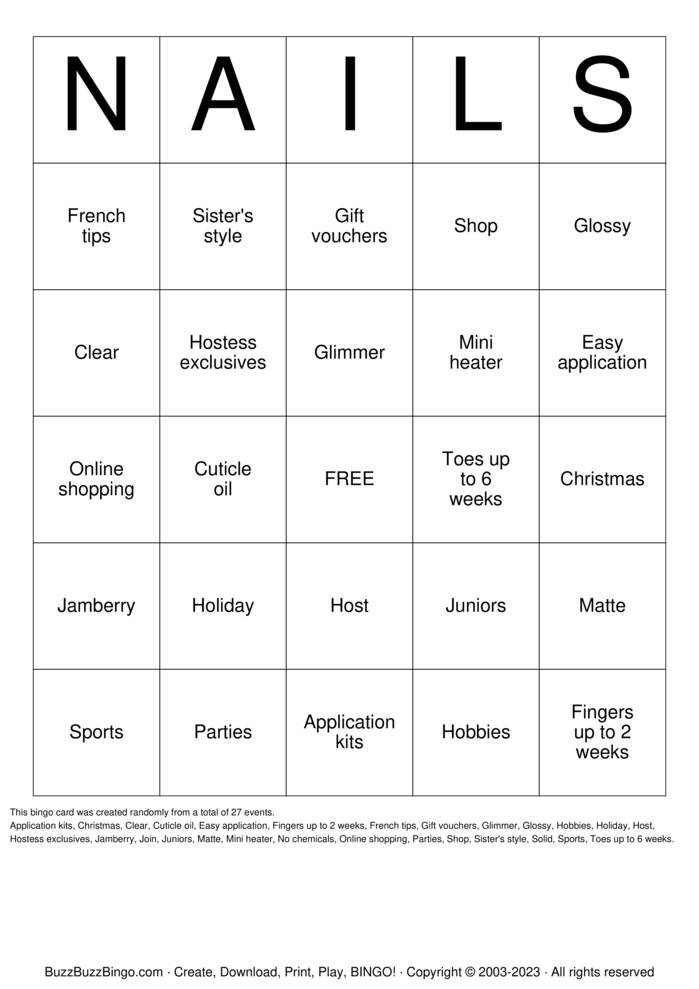 Jamberry Bingo Cards to Download, Print and Customize!