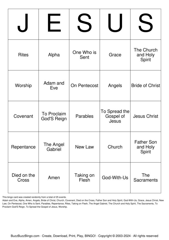 Jesus Bingo Cards to Download, Print and Customize!