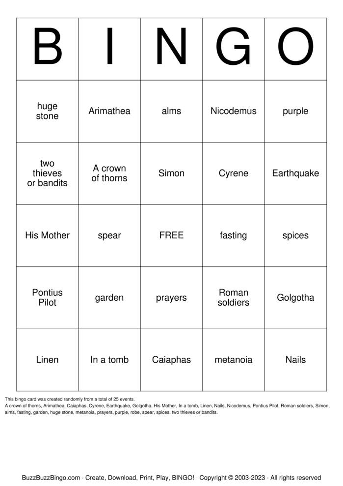 Lent Bingo Cards to Download, Print and Customize!