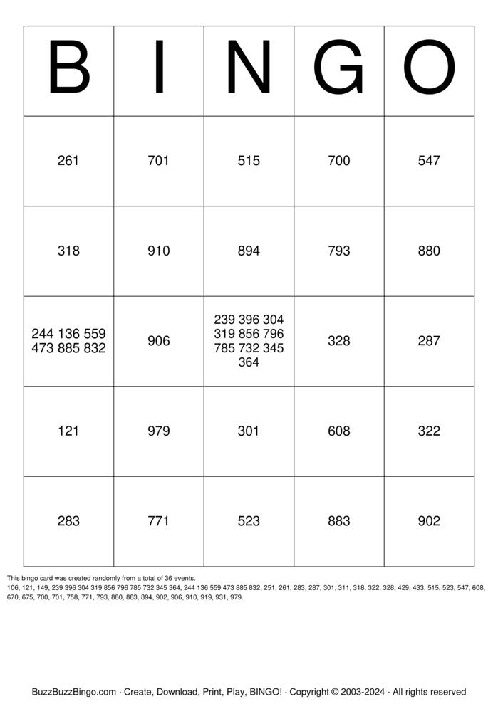Numbers 100 - 1000 Bingo Cards to Download, Print and Customize!