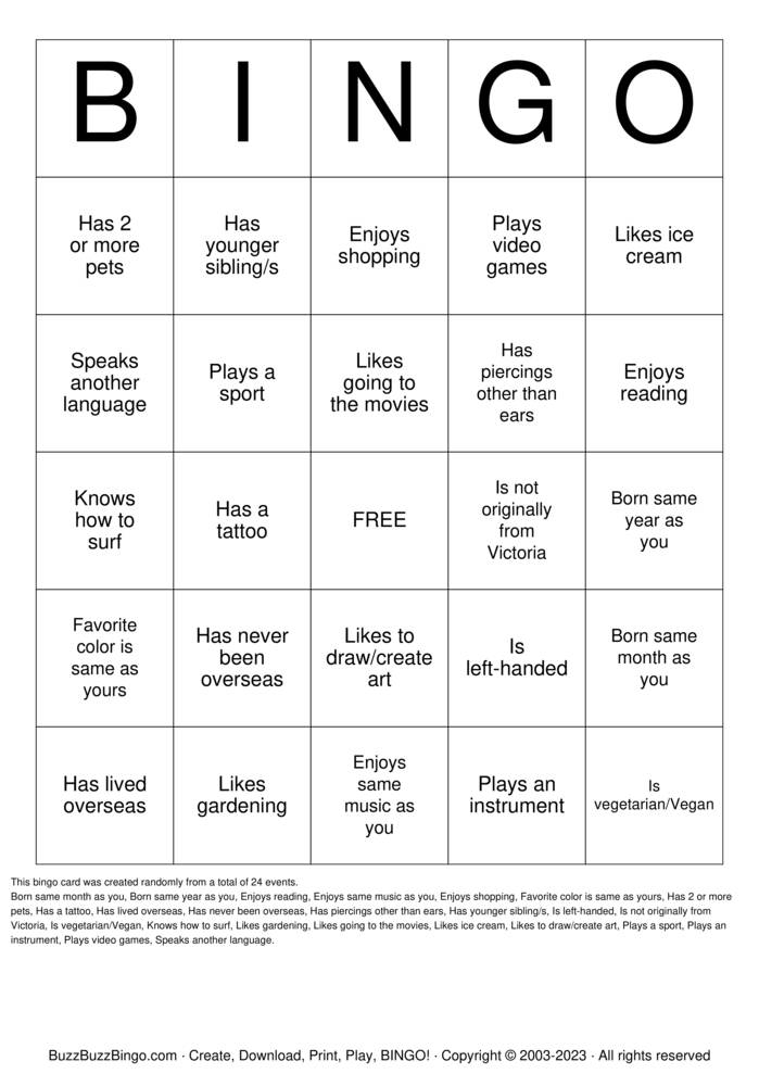 SPEED DATING HUMAN BINGO Bingo Cards to Download, Print and Customize!