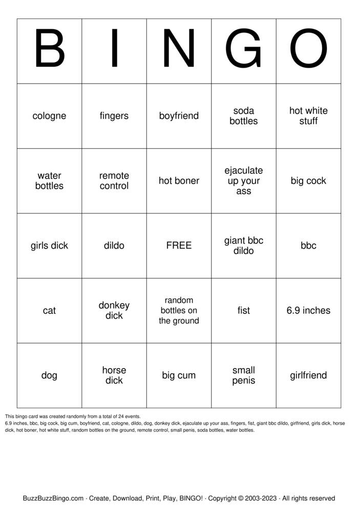 things that can go up an ass Bingo Cards to Download, Print and Customize!