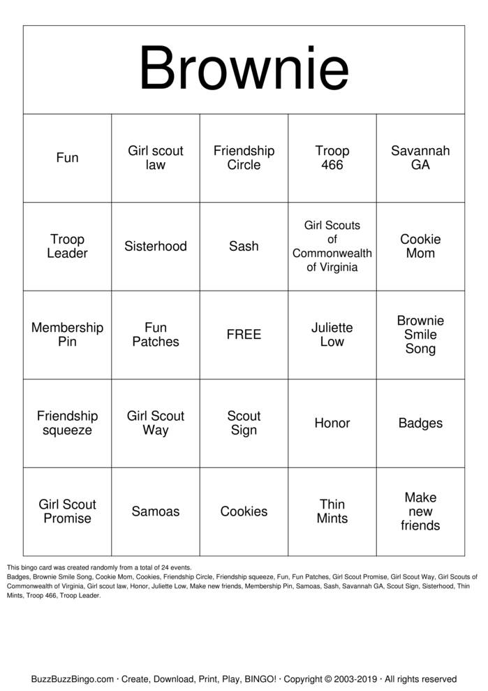 Brownie Bingo Cards to Download, Print and Customize!