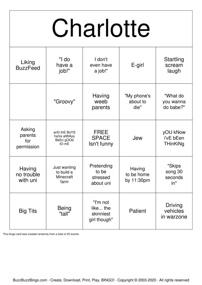 Charlotte Bingo Cards to Download, Print and Customize!