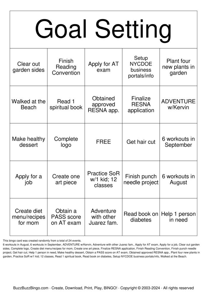 Goals for 3rd Quarter Bingo Cards to Download, Print and Customize!