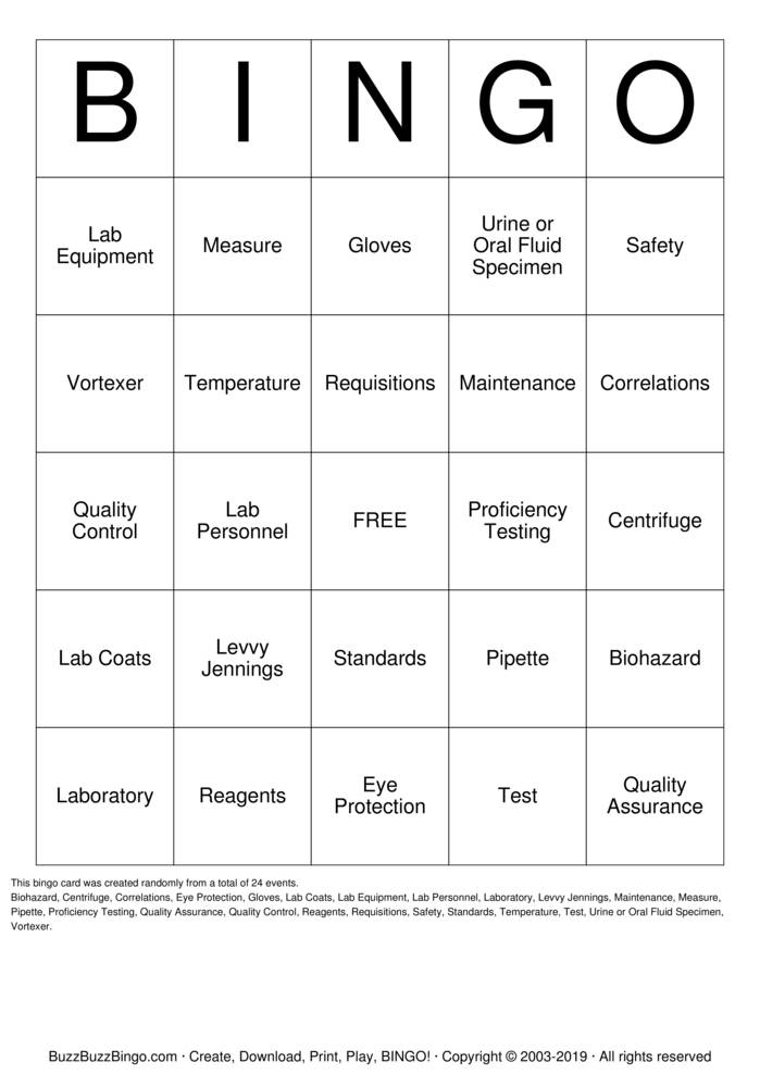 Lab Week 2019 Bingo Cards to Download, Print and Customize!