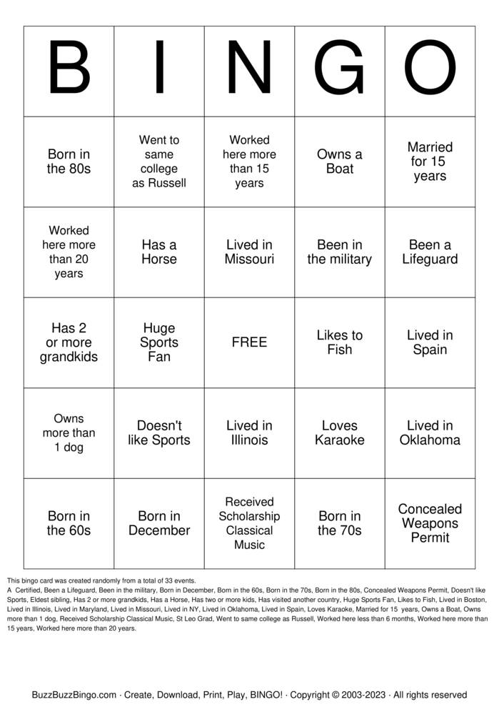 Team Building Bingo Cards to Download, Print and Customize!