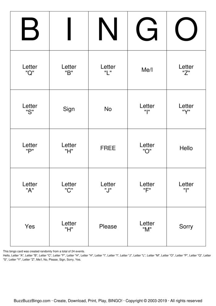 ASL Bingo! Bingo Cards to Download, Print and Customize!
